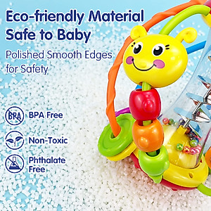 Baby Toys 0-6 Months - Baby Toys 6 to 12 Months Rattles with Mirror Spinner Beads, Activity Ball Infant Toys, Shaker, Grab Rattle for Baby Girl Boy Newborn, Birthday, Christmas Gift
