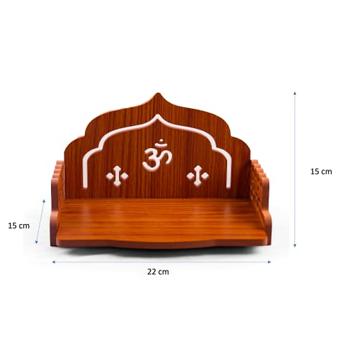 Wooden Temple Wall Mounted Hanging Table top Pooja Mandir God Stand Shelf for Home Office and Gifting (Om)