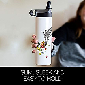 Tree-Free Greetings Checking in Giraffe Vacuum-Insulated Stainless Steel Sportiva Tumbler, With Internal Straw, 17 Ounce