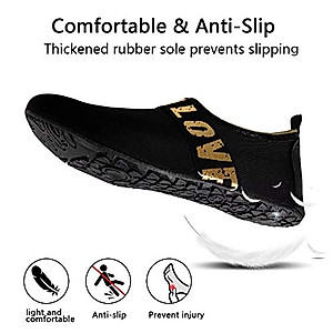 Water-Shoes-Swim-Shoes Quick-Dry Barefoot Aqua-Socks-Beach-Shoes for Pool Yoga Surf for Women-Men(Gold/Black-34/35)