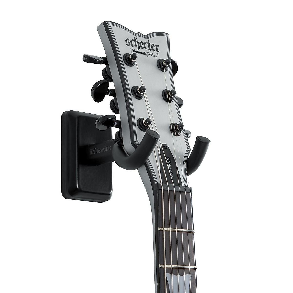 Gator Frameworks Acoustic/Electric Guitar Wall Hanger with Black Mounting Plate (GFW-GTR-HNGRBLK)