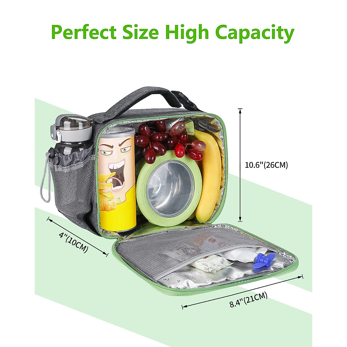 Amersun Kids Lunch Box with Multi-Pockets-Durable & Keep Food Warm Cold & Double Insulated School Lunch Cooler Bag with Water-Resistant Fabric for Kids, Girls, Boy-Children Lunch Tote (Grey)