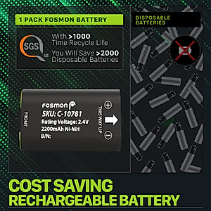 Fosmon 2200mAh Rechargeable Battery Pack Compatible with Xbox Series X/S, Xbox One/One X/One S Elite Controllers - 1 Pack, Recharge C-10777 Battery Charger (Not Included)