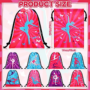 Honoson 24 Pcs Gymnastics Party Favors Bags Gymnastics Birthday Goodie Bags Gymnastics Theme Gift Bags for Gymnastics Drawstring Treat Bag for Birthday Baby Shower Party Supplies 7x5inchs