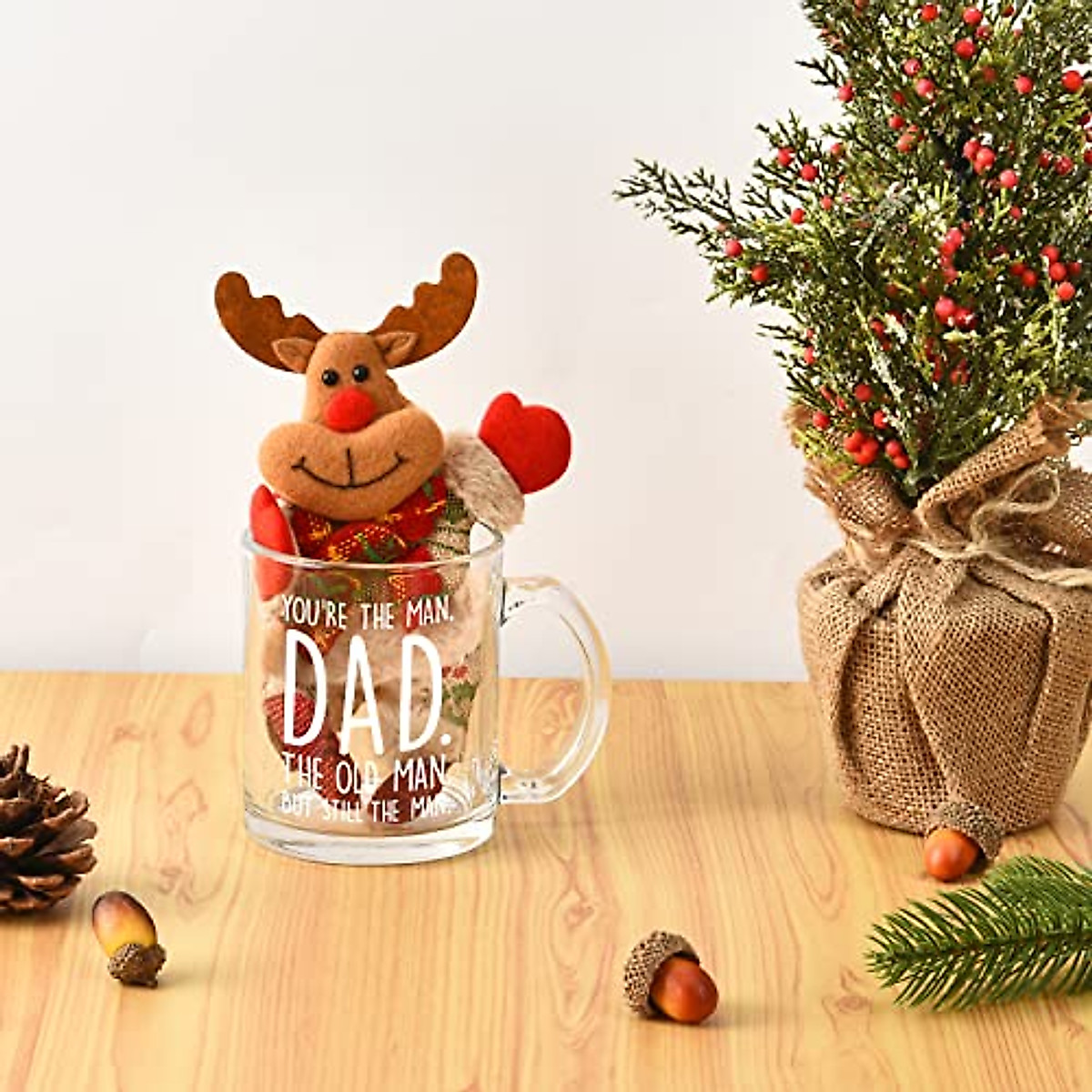 Waipfaru The Old Man Glass Coffee Mugs, Dad Clear Coffee Mugs Cups with Handle, Funny Christmas Father’ s Day Birthday Gifts for Dad Father Grandpa Man Husband from Son Wife Daughter, 11Oz