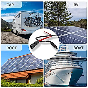 ELFCULB Solar Panel Extension Cable - 1Pair 10AWG 3FT Solar Extension Cable Black ＆ Red, Solar Panel PV Cable Wire with Male/Female Connectors