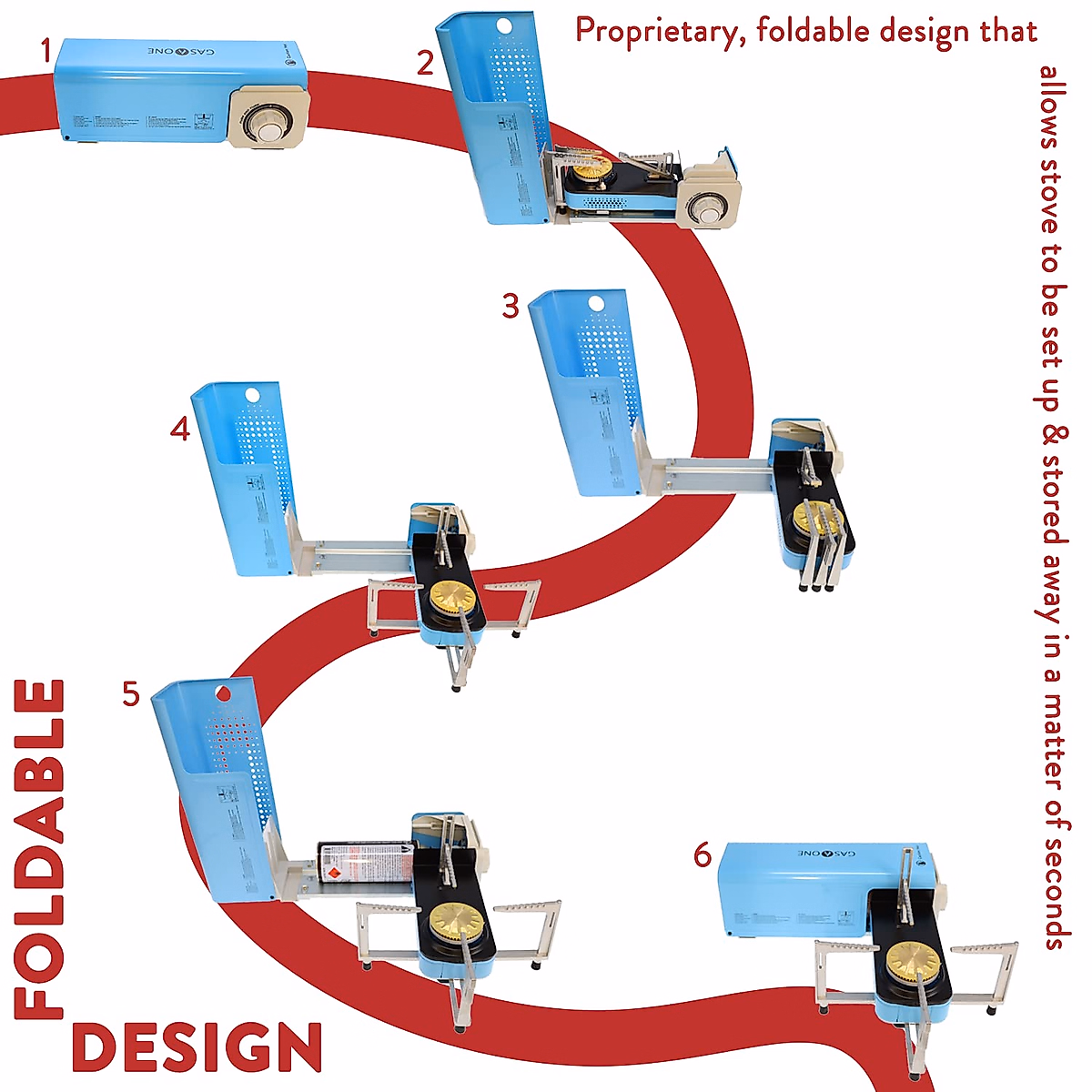 GasOne GS-8300 - Camp Stove Compact Butane Stove with Carrying Case - Foldable Portable Stove