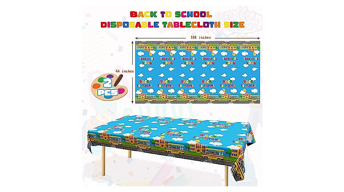Back to School Tablecloths - Fun Disposable Party Decor 2-Pack