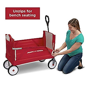 Radio Flyer 3-In-1 EZ Folding, Outdoor Collapsible Wagon for Kids & Cargo, Red Folding Wagon