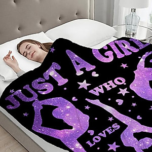 ARTBLANKET Just A Girl Who Loves Gymnastics Blanket for Fall Winter Spring All Season Warm Fuzzy 50x40 in for Small Kids/Child Microplush Fleece Summer Autumn Blankets for Couch Bed Sofa