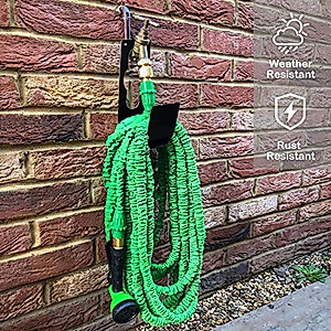 BamLue 2-Sets Garden Hose Holder Wall Mount Hanger Storage 100ft Heavy Duty Hose Hanger Hook Durable Hose Mounts