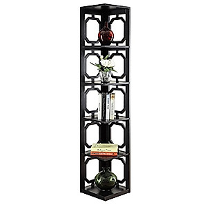 Convenience Concepts Omega 5 Tier Corner Bookcase, Black