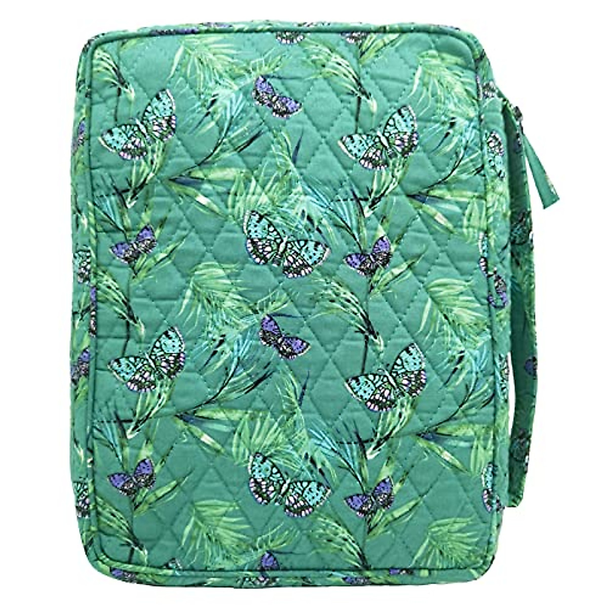 DIWI Quilted Bible Cover Extra Large Sizes 11.25 X 8.25 X 2.75 Inches Good Book Case Teal Color (XL, C1 Butterfly Green)