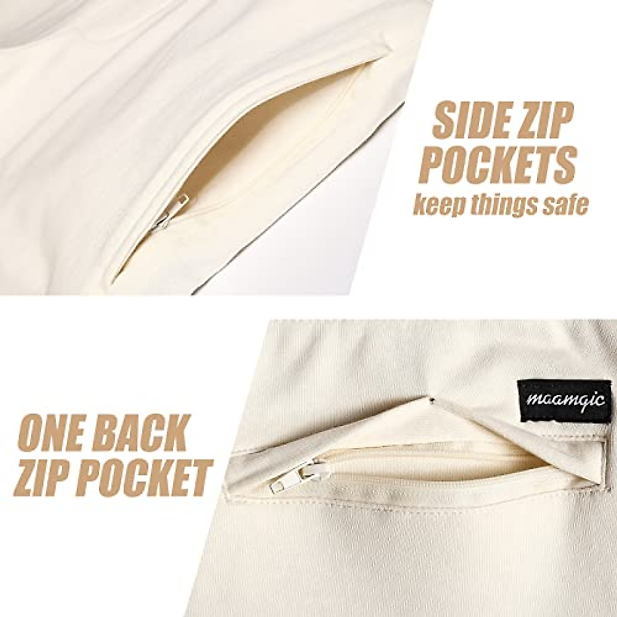 maamgic Mens Athletic Gym Shorts 5.5" Elastic Waist Casual Pajama Pocket Jogger Men Workout Short Pants Ivory