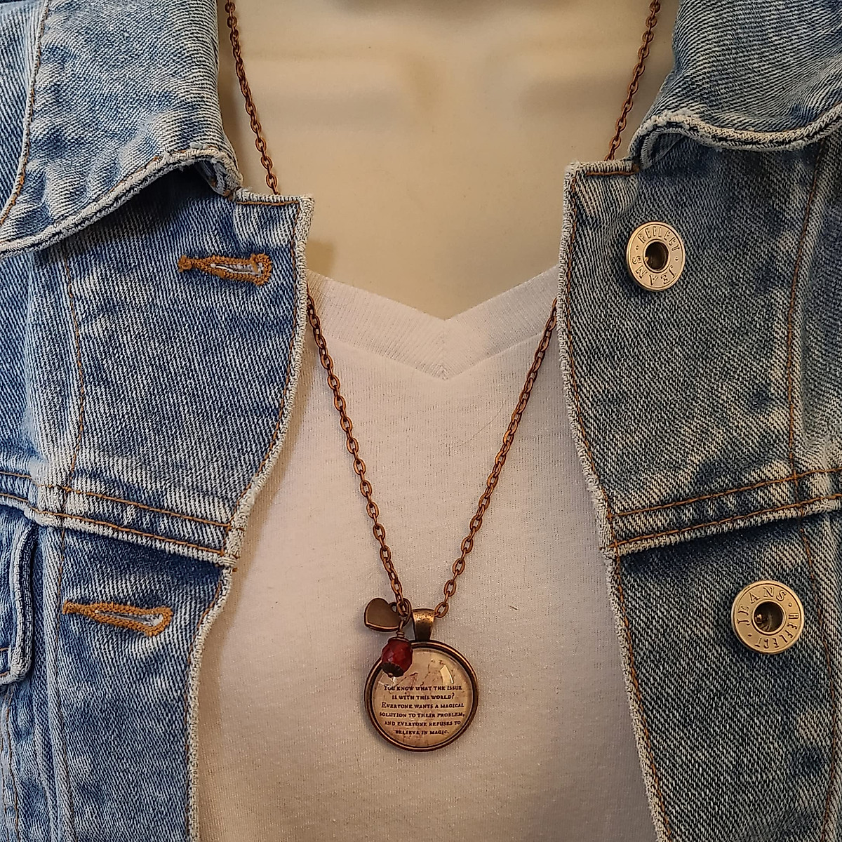 Alice in Wonderland Quote Necklace, Believe In Magic, Quote Gift for Her, Best Friend Gift, Alice Quote, Alice Gift, Alice Magic Quote