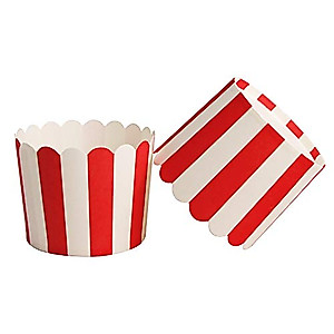 50-Pack Muffin Cups Baking Paper Cup Cupcake Muffins Liners Red and White Stripes Baking Cups, Bottom Dia 2.3 Inch