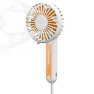 Coolfor Handheld Fan,USB Rechargeable Hand Fan with 2000mAh Battery Operated Small Fan with 3 Adjustable Speeds,180°Rotation Foldable Mini Fan for Office Desktop Picnic Shopping and Travel（White