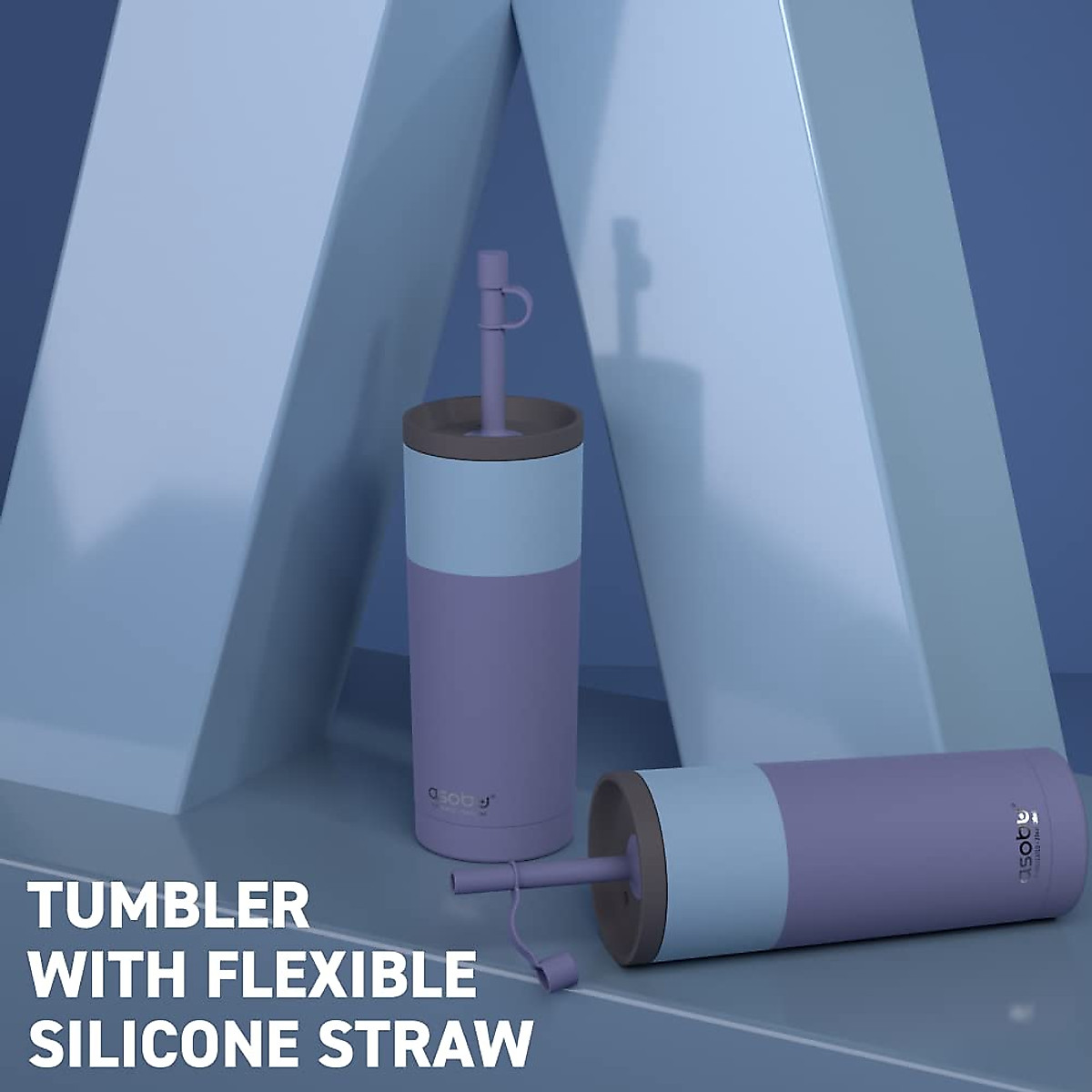 asobu Sippy Double Wall Stainless Steel Tumbler with Silicone Flexible Straw, 20 Ounces (Pastel Purple)