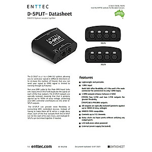 Enttec D-Split 70578 DMX 4 Port Isolated Splitter / Isolator (3/5-Pin)