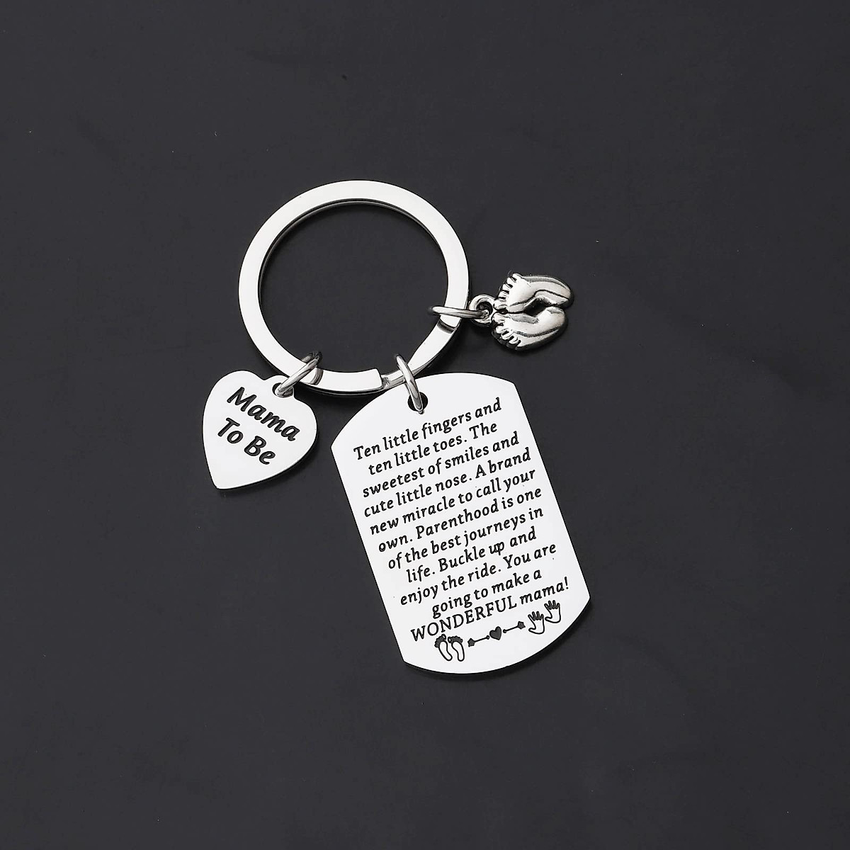 MYOSPARK Mommy To Be Gift New Mommy Keychain Baby Announcement Gift Expecting Mom Gift Parenthood Is One Of The Best Journeys (little fingers DT)