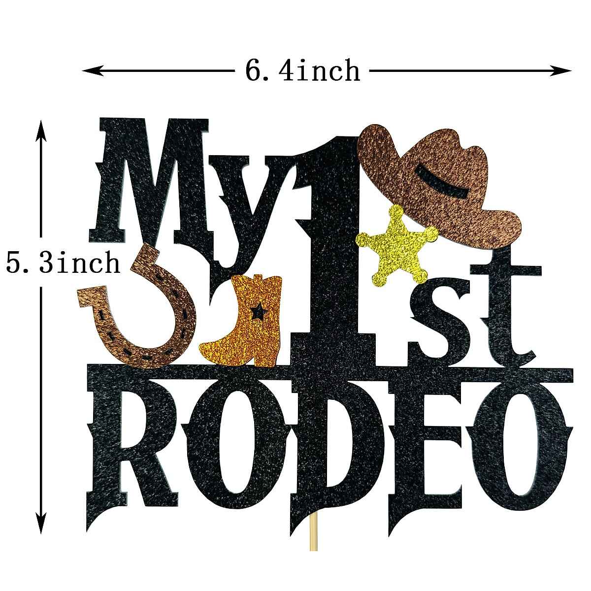 My 1st Rodeo Cake Topper, My First Rodeo Cake Topper, Cowboy Cake Topper, Western Little Cowboy Theme 1st Birthday Party Cake Decoration (Glitter)