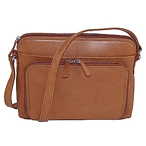 CTM® Women's Leather Shoulder Bag Purse with Side Organizer, Merlot