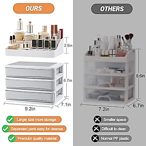 ELUCHANG Cosmetics Makeup Organizer Storage: 9.6" Detach Make Up Organizers and Storage with Clear Drawers Large Skincare Organizers for Vanity Countertop Dresser Bedroom Bathroom Desk