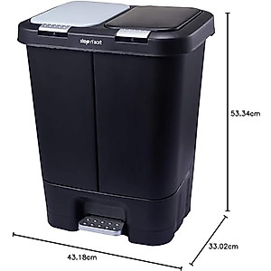Step N' Sort 11 Gallon, Dual Trash and Recycling Bin with Slow Close Lid,Black,40 Liter,SNS402-B