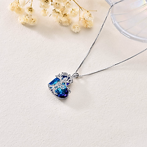 TOUPOP Gifts for Mom Mother and Daughter Son Necklace Sterling Silver Family Tree of Life Pendant Necklace Heart Crystal Birthday Mothers Day Jewelry Gifts for Women Wife Grandma