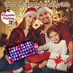 3D Nucifer 50 Pcs Christmas Light Up Rings Christmas Party Favors for Kids Adults Christmas Party Toy Stocking Stuffer LED Flashing Rings Glow in the Dark Christmas Toys for Boys Girls Christmas Gifts