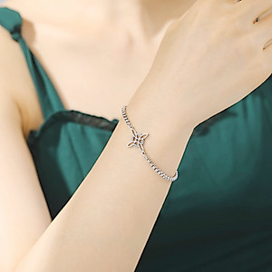 kkjoy Witches Knot Bracelet Stainless Steel Pagan Wiccan Symbol Magic Knot 4-Pointed Celtic Knot Witchcraft Bracelet for Women