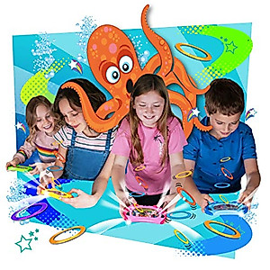Water Hoopla Shark & Octopus from Deluxebase. Sea Life Themed Handheld Ring Toss Games for Kids. Portable Retro Mini Arcade Games. Great for Travel Toys, Mini Games and Party Favors.