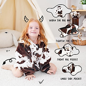 KIVEE Cute Wearable Blanket Hoodie Kids Toddlers Cow Print Sweatshirt Blanket with Giant Pocket Warm Cozy Cow Hooded Blanket 2-6 Year Old Girl Boy Birthday Cow Gifts
