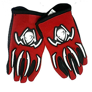 WOW Youth Kids Motocross BMX MX ATV Dirt Bike Helmet Dragon Dianasour Red + Goggles + MG Youth Red Glove Bundle