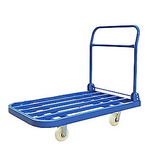 Teerwere Portable Folding Handcart Portable Folding Hand Trolley 360° Rotating Cart for Luggage Personal Travel Shopping Auto Moving Multi Function Folding Handcart (Color : Blue, Size : 120X65CM)