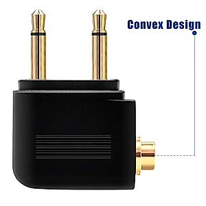 Onwon 3 Pack Airline Airplane Flight Adapters Golden Plated 3.5mm Jack Adapter Converter Dual 3.5mm Male to Female AUX Audio for Headphones
