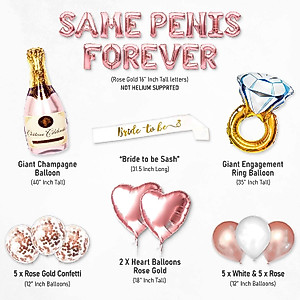 PartyForever Bachelorette Party Balloons Set with Rose Gold 16" Letters and Ring Balloon - Bachelorette Party Decorations Kit - Hen Party Supplies Bridal Shower Decorations