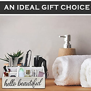 Rustic Wood Farmhouse Bathroom Hair Tool Organizer - Makeup Organizer - Vanity Tray - Vanity Organizer for Bathroom Counter - Hair Dryer Holder - Blow Dryer Holder - Bathroom Counter Tray 12" x7”