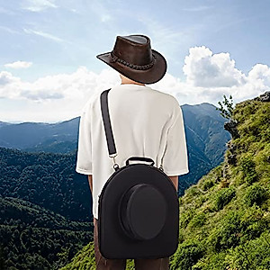 MOSLA Hat Box Travel Fedora Case Universal Size Hat Carrier,Sleek Hat Storage Case Easily Straps to Suitcase or Carried on Shoulders,Travelling Hat Boxes Gift Idea for Men Black