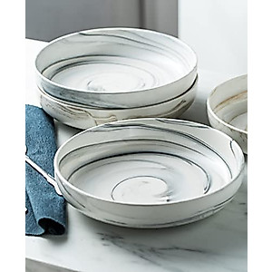 LYEOBOH Porcelain Serving Bowls, Salad Pasta Bowls for Kitchen, Stackable Bowl Set of 2 for Entertaining Thanksgiving Christmas, Ceramic Dinner Bowl, 10 inch, Gray