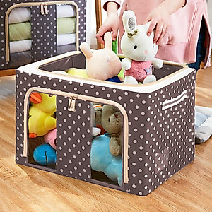 WEIJZ Storage Box for Clothes 66L Folding Storage Box for Oxford Containers Set Cloth 3-pack Stackable Clothing Organizer Clothes Storage Bins, Transparent, GZYF-WX1-53257