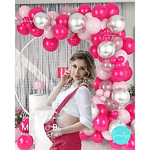 Soonlyn Pink Balloon Arch Kit 12ft Girl's Hot Pink Balloon Garland kit Theme Female Gift for Birthday Baby Shower Wedding Bridal Shower