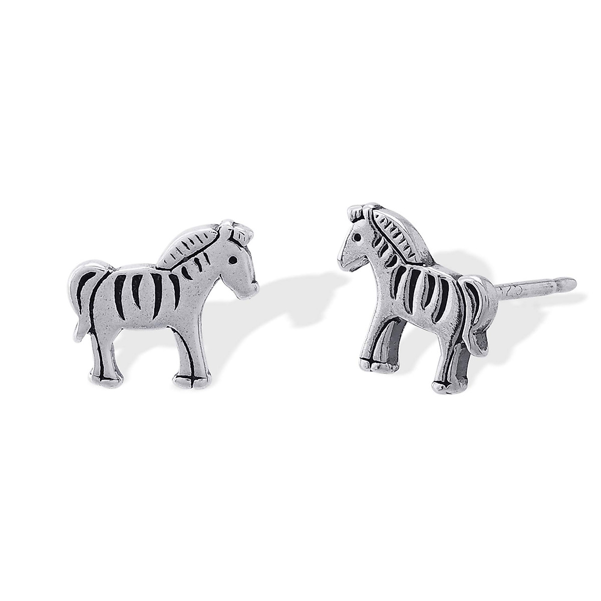 Boma Jewelry Sterling Silver Zebra Stud Earrings