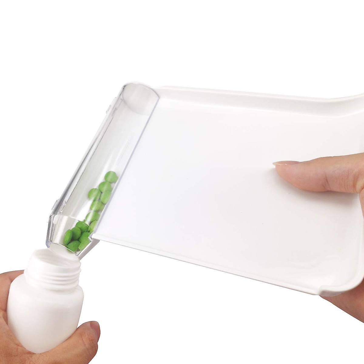 Medarchitect Right Hand Pill Counting Tray with Spatula (White - Wood Handle)