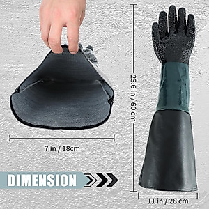 FLKQC Rubber Sandblasting Sandblaster Gloves, 23.6" Rubber Sandblast Cabinet Gloves for Abrasive Blasting with Particles Palm for Sandblast Blast Cabinets,