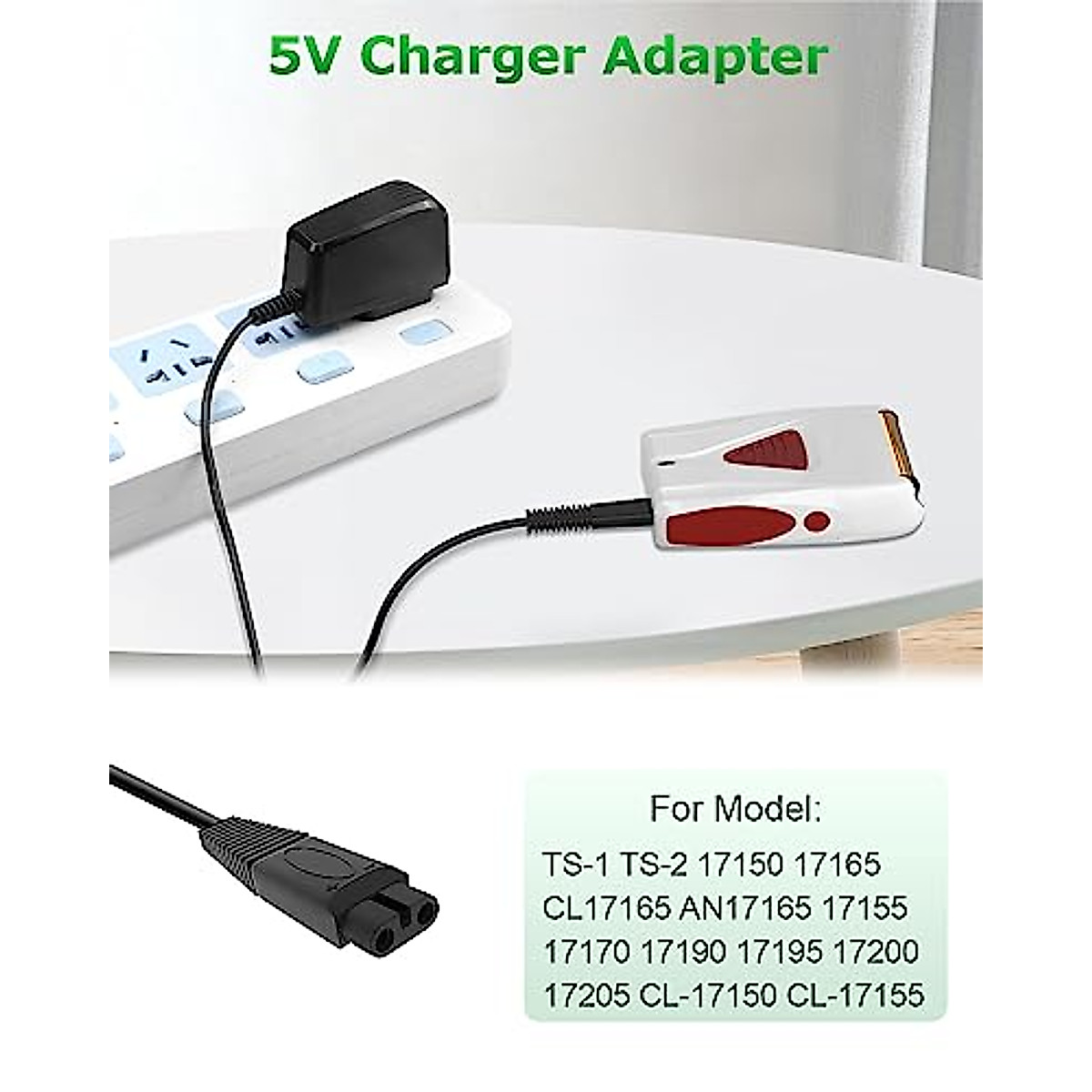 Replacement Charger for Andis 17150 17165 Shavers Charger ProFoil Lithium TS-1 TS-2, Arkare 5V 1A Electric Shaver Charger 5FT, Compatible for Andis Pro Foil Shaver