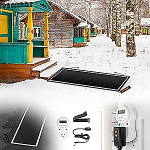 VEVOR Snow Melting Mat 2023 New, 20 x 60 inch, 3 in/h Melting Speed, Heated Outdoor Mats for Winter Walkway, No-Slip Rubber w/Plug, Power Cord, Outlet Timer, Reflective Strip, Velcro, Ground Stake
