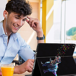 Case for All-New Fire HD 10 & Fire HD 10 Plus Tablet (10.1", 11th Generation, 2021 Release), Slim Folio Stand Soft Protective Cover with Smart Auto Wake/Sleep, Watercolor Dinosaur Spray Rainbow