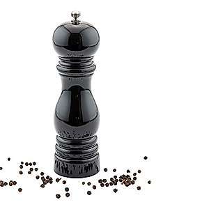 Restaurantware 7.5-IN Classic French Pepper Mill: Perfect for Restaurants, Cafes, & Catered Events - Adjustable Coarseness Pepper Grinder - High Gloss Black Environment-Friendly Rubberwood - 1-CT