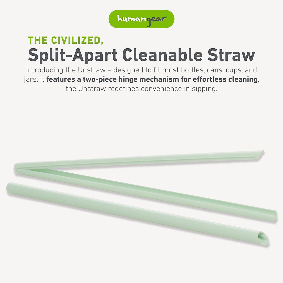 humangear UnStraw, 4-Pack | Reusable | Washable | BPA-Free, Light Blue/Yellow/Purple/Mint